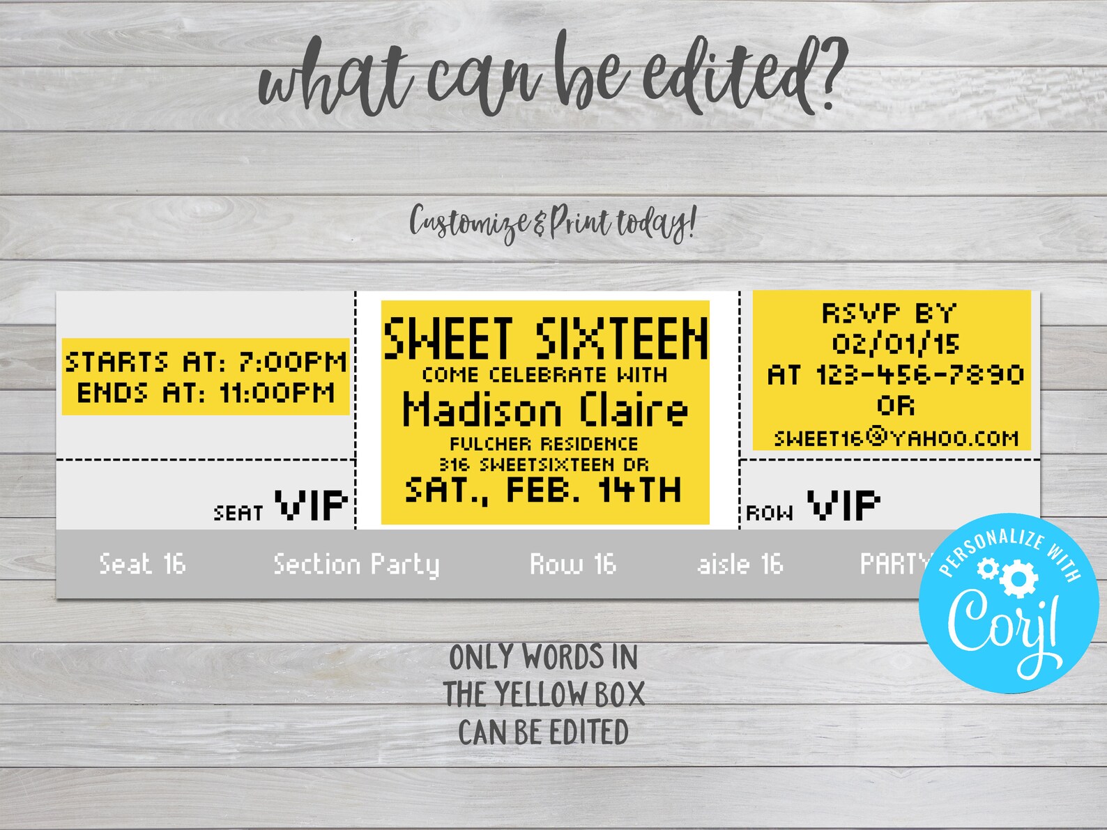 Sweet Sixteen Birthday Ticket Sweet 16 Birthday Ticket - Etsy