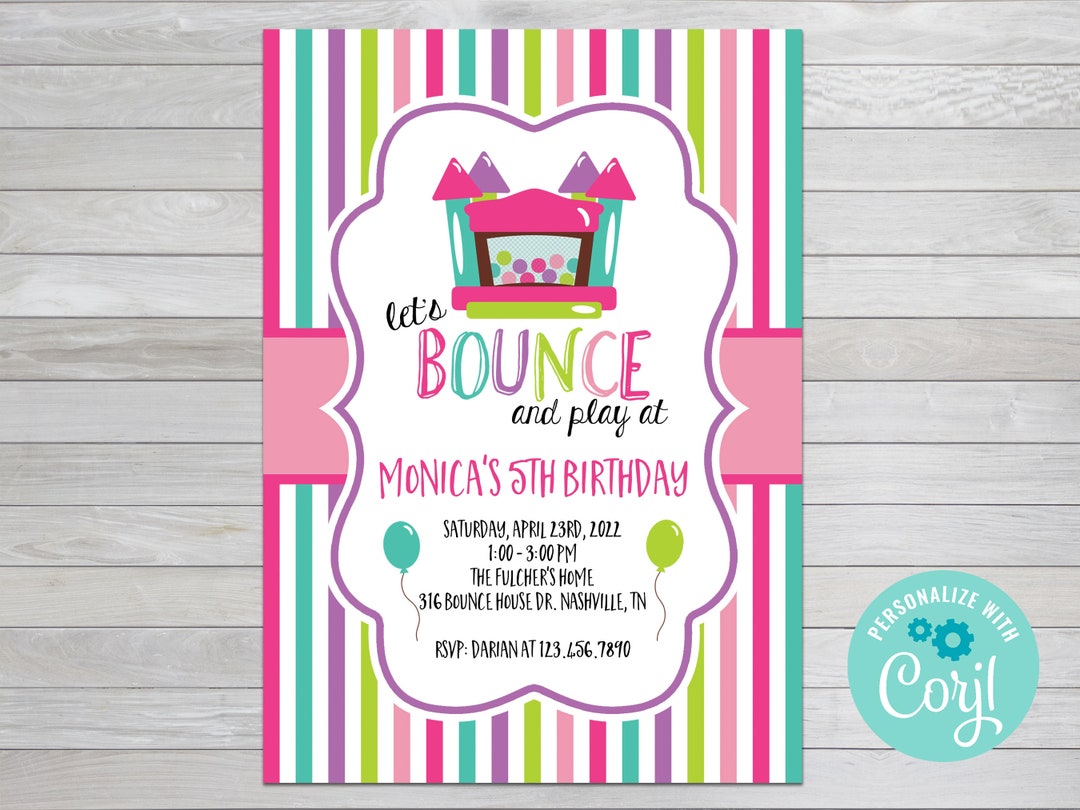 Bounce House Birthday Invite - Bounce House Party Invite - Jump ...