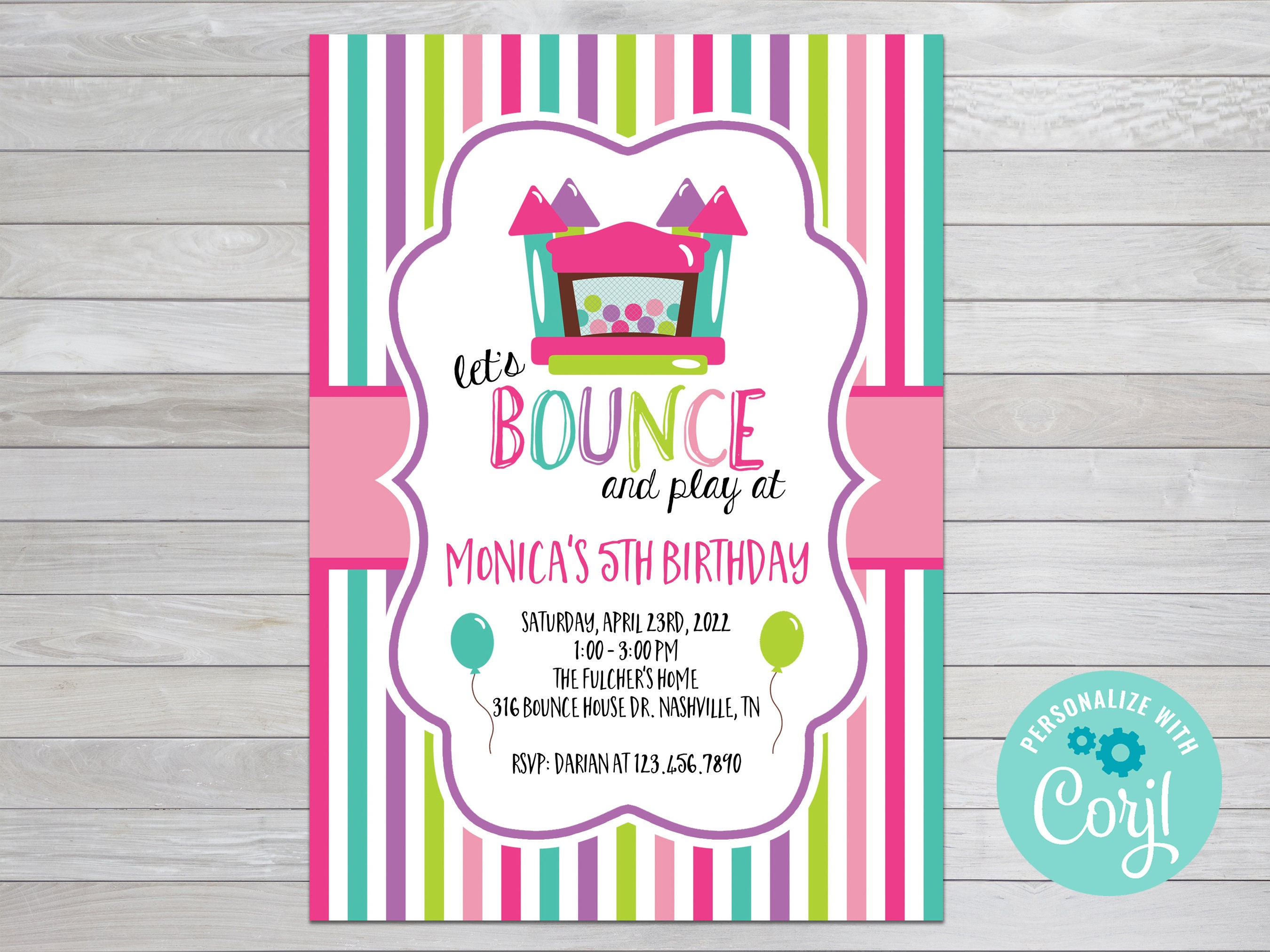 Bounce House Birthday Invite Bounce House Party Invite Jump Birthday ...