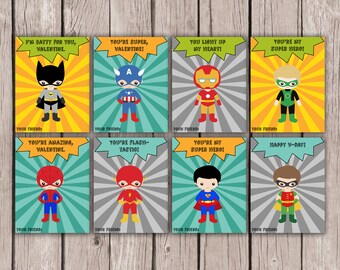 Superhero Valentine's Day Gift Tag Super Hero Valentine Card Printable ...