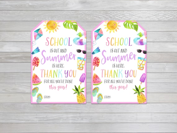 School is Out Summer is Here Gift Tag Teacher Towel Gift Tag - Etsy