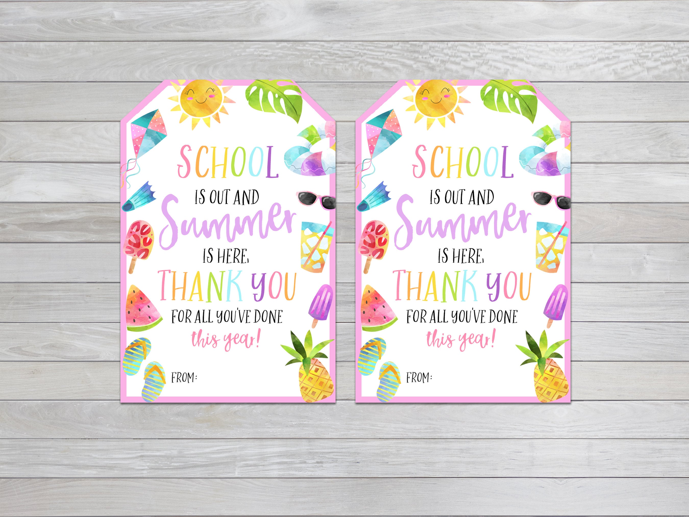 School is Out Summer is Here Gift Tag - Teacher Towel Gift Tag - End ...