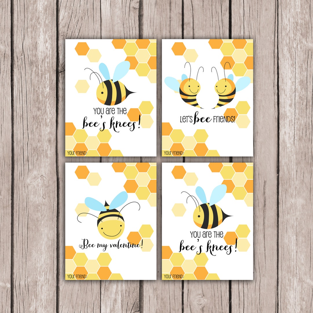 Bumble Bee Valentine Cards, Bee Valentine Cards, Printable Kids ...
