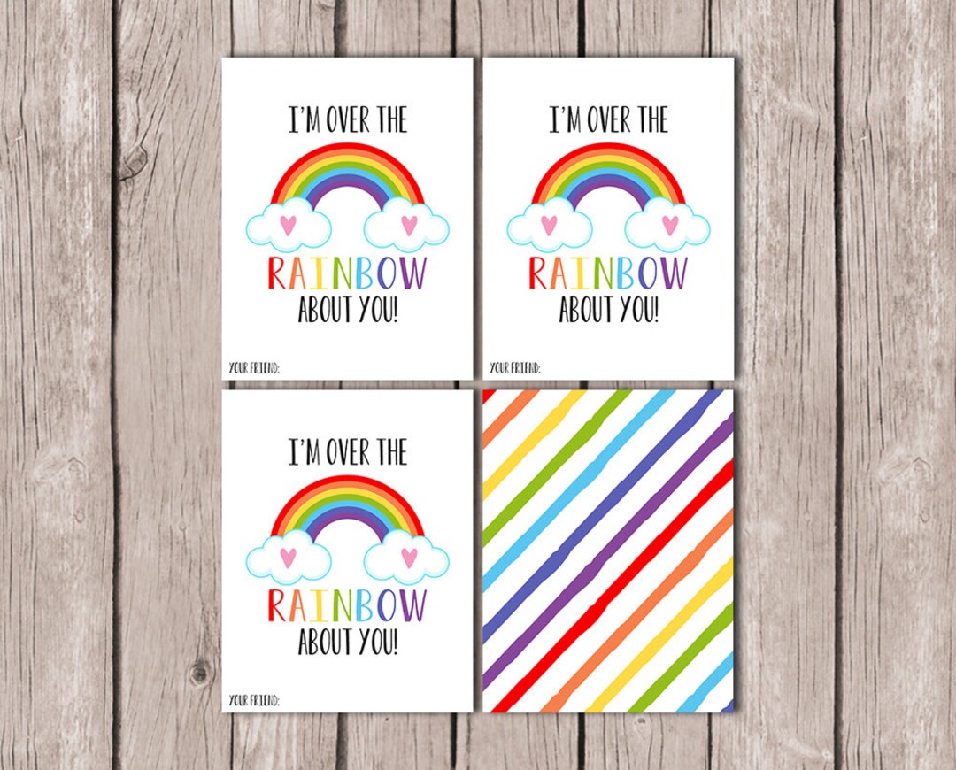 Rainbow Valentine Cards, Printable Kids Valentine Cards, Classroom ...