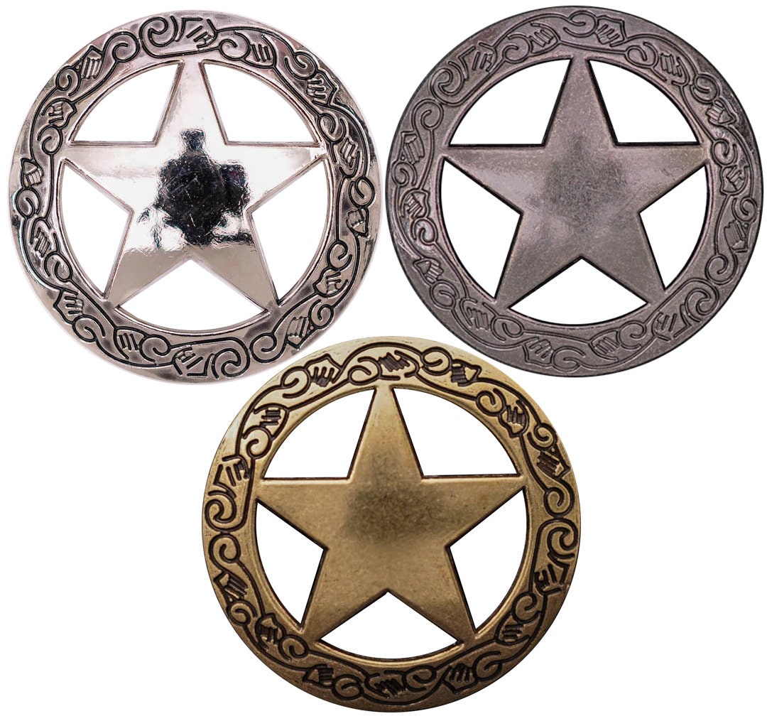 1-1/2" Western Engraved Star Concho Screw Back. - Etsy