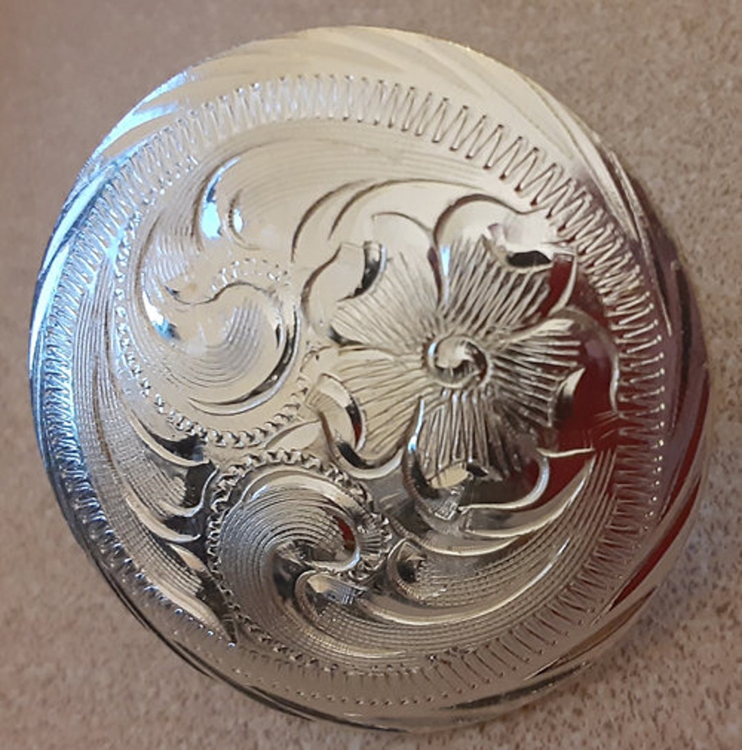 1 1/2 Silver Plated Hand Engraved Loop Back Concho. 80005-L - Etsy