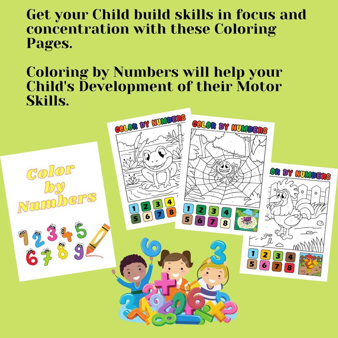 Color by Numbers, Coloring Pages, Kids Activity, Pre-school Workbook ...