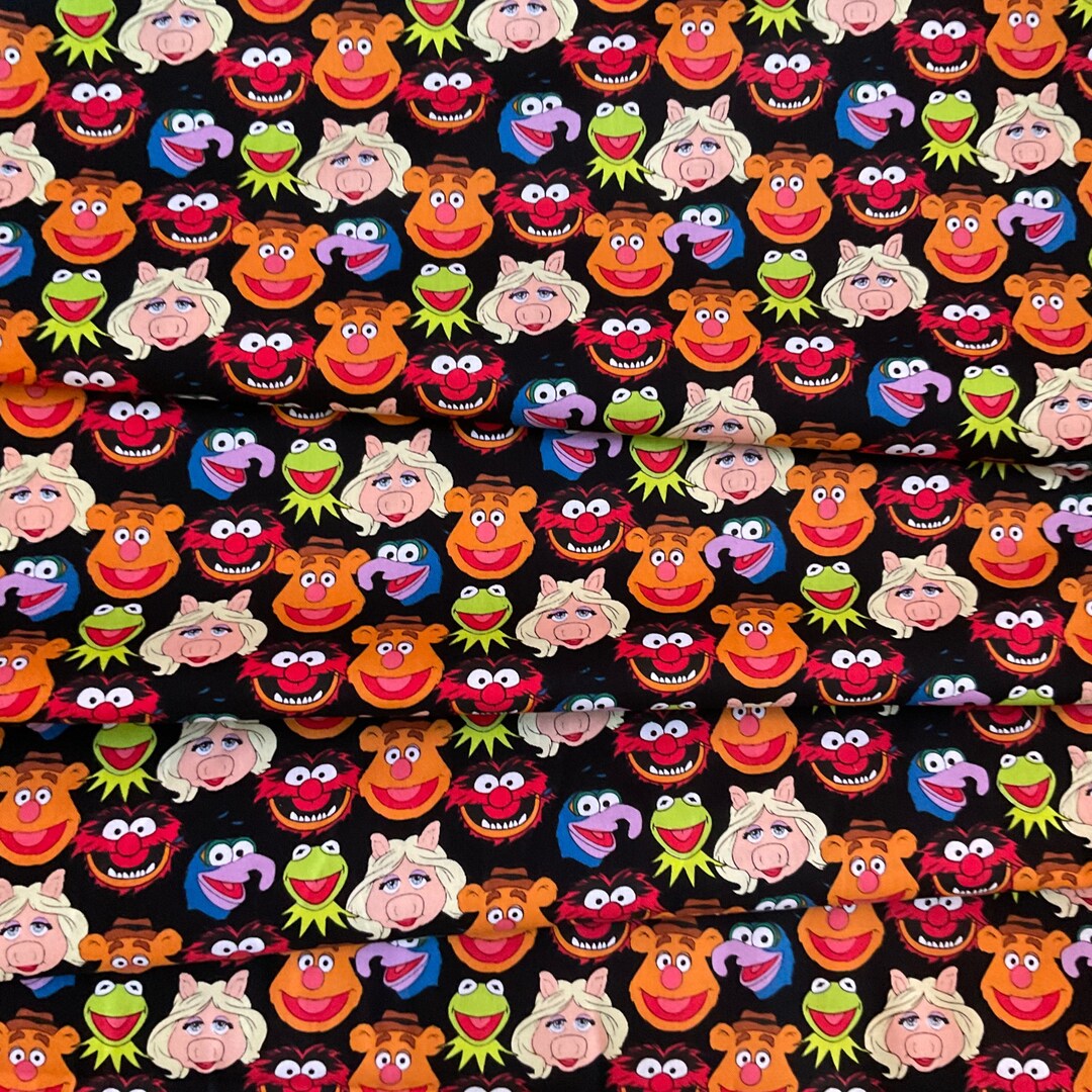 The Muppets Fabric / Disney Muppets Cast / Black Background / Quilting ...