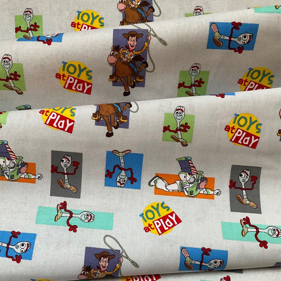 Fabric, Disney, Toy Story 4, Buzz, Woody, Bullseye, Toys at Play With ...