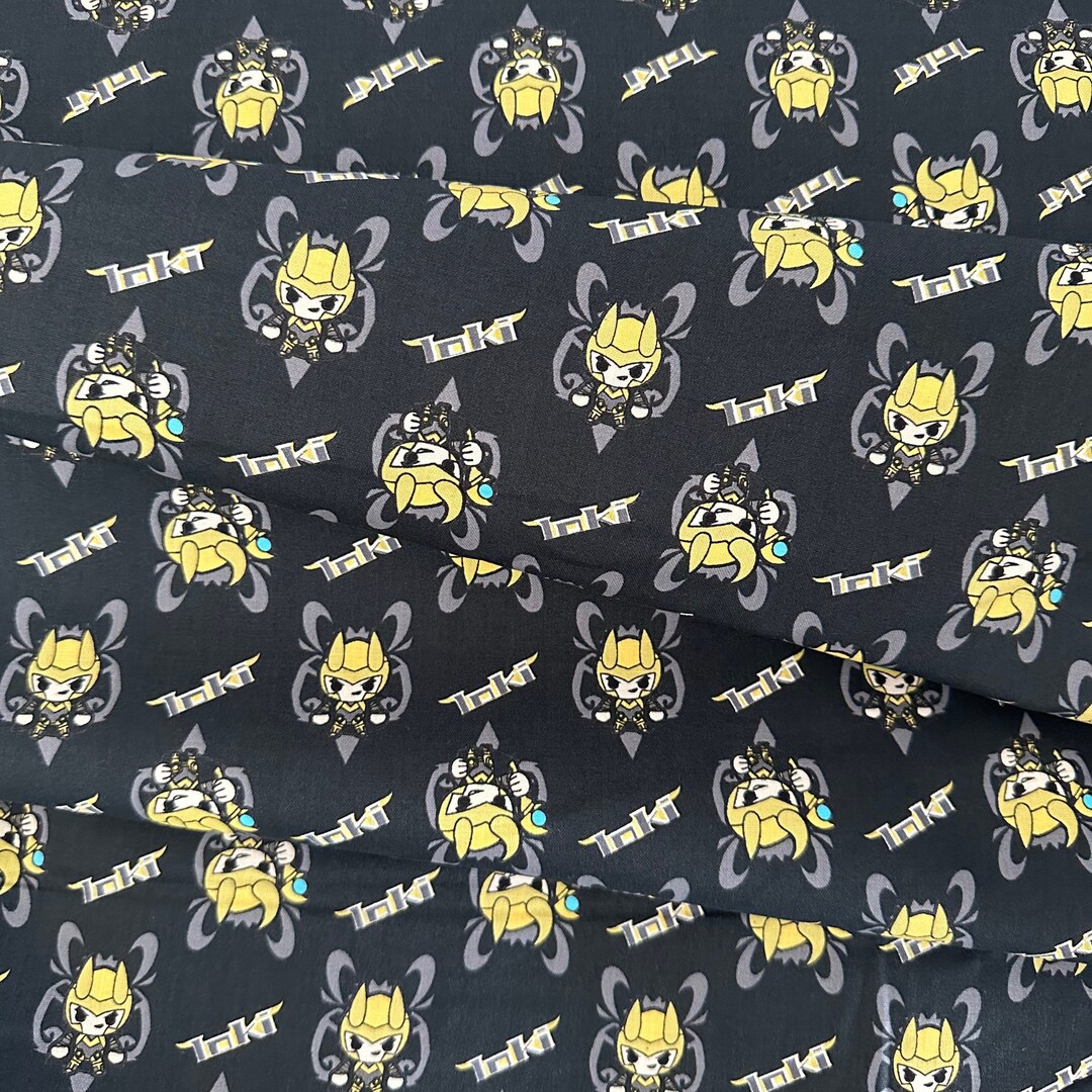 Fabric / Loki / Black / Quilting Cotton / Marvel / Kawaii / Camelot ...