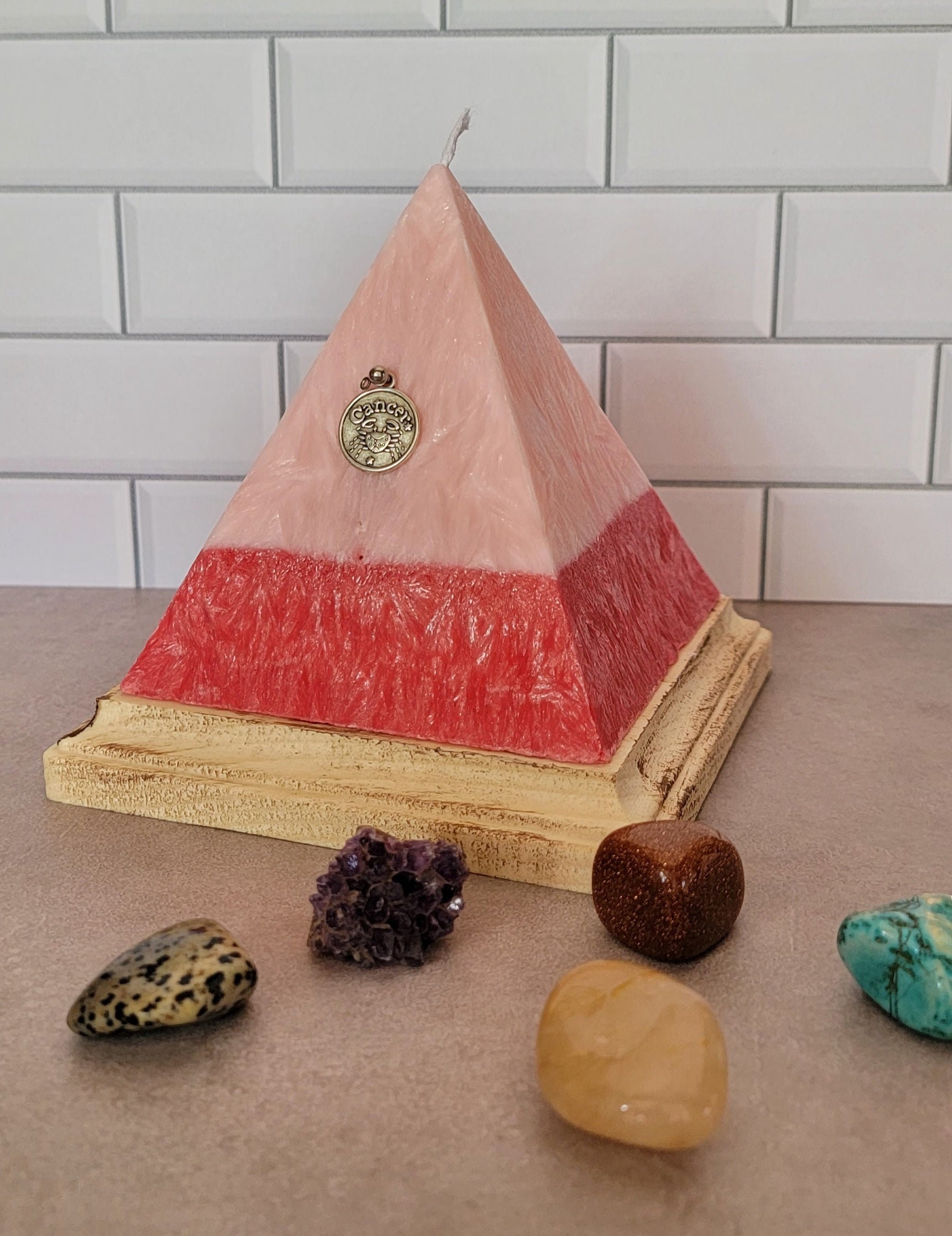 Pyramid Candle With Crystals Inside, Surprise Candle - Etsy