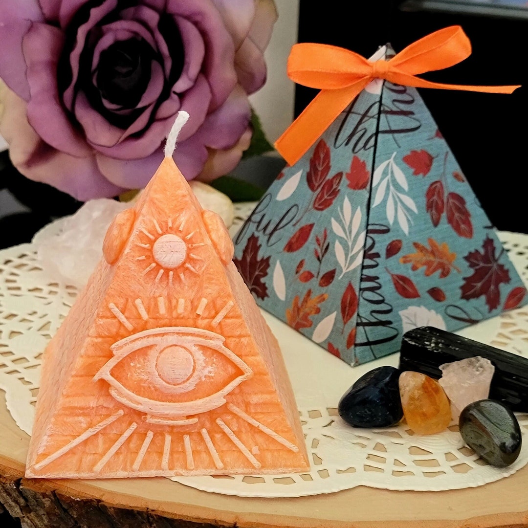 Pyramid Candle Eye of Providence,, Spiritual Candle With Crystals ...
