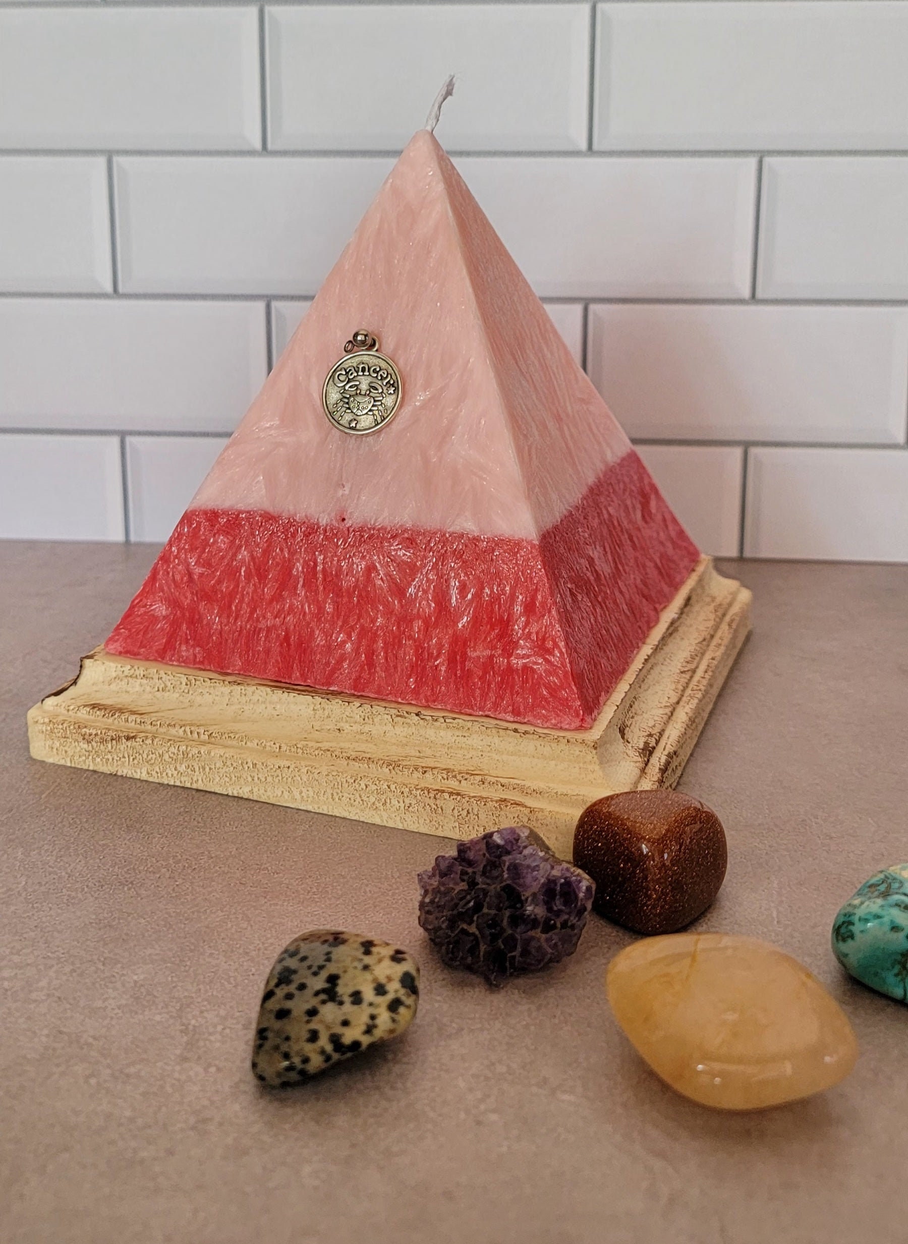 Pyramid Candle With Crystals Inside, Surprise Candle - Etsy