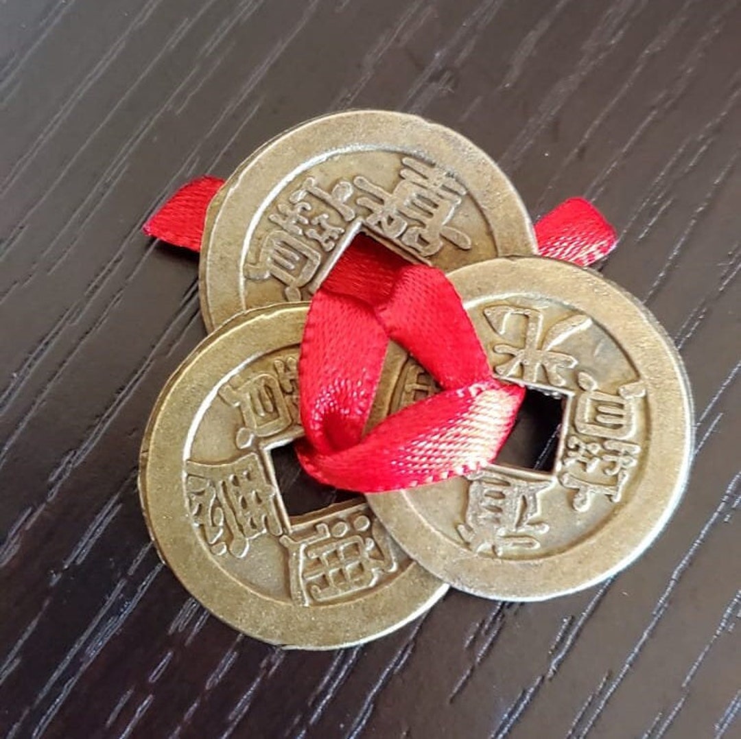 Feng Shui Money Luck Talisman 3-coins Tied Attract Wealth - Etsy