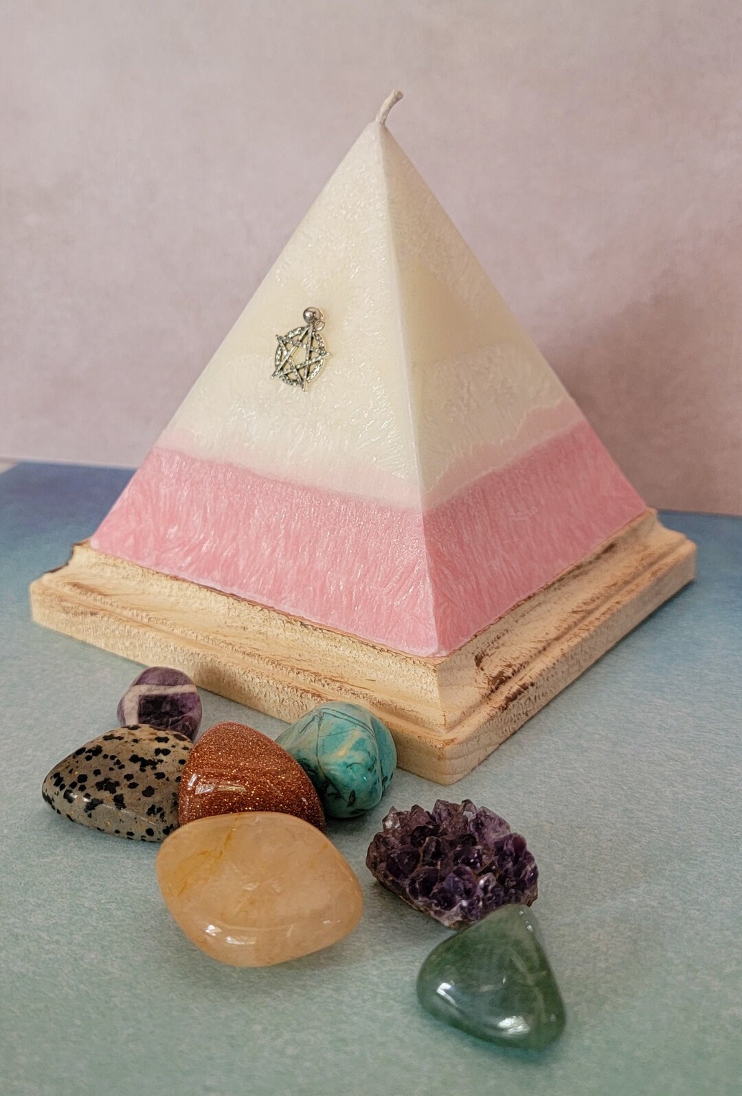 Pyramid Candle With Crystals Inside, Surprise Candle - Etsy