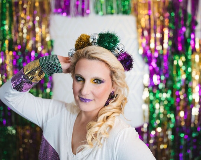 Mardi Gras Disco Crown, Headpiece, Mardi Gras Headband Adult, Mardi ...
