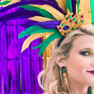 Small Feather Mardi Gras Crown, Headpiece, Mardi Gras Headband Adult ...
