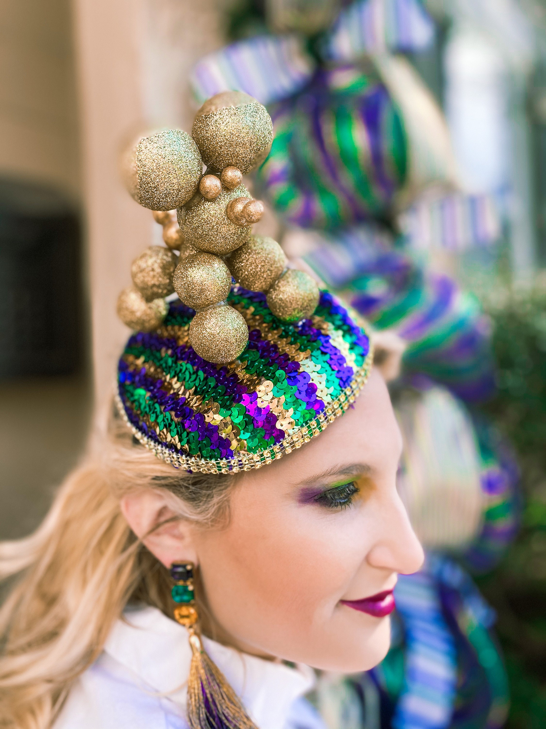 Mardi Gras Headband: Sequin Fascinator With Glitter Bead Dog - Etsy