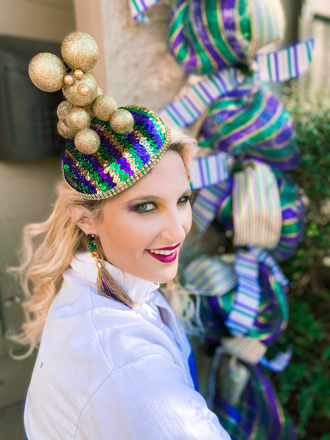Mardi Gras Headband: Sequin Fascinator With Glitter Bead Dog - Etsy