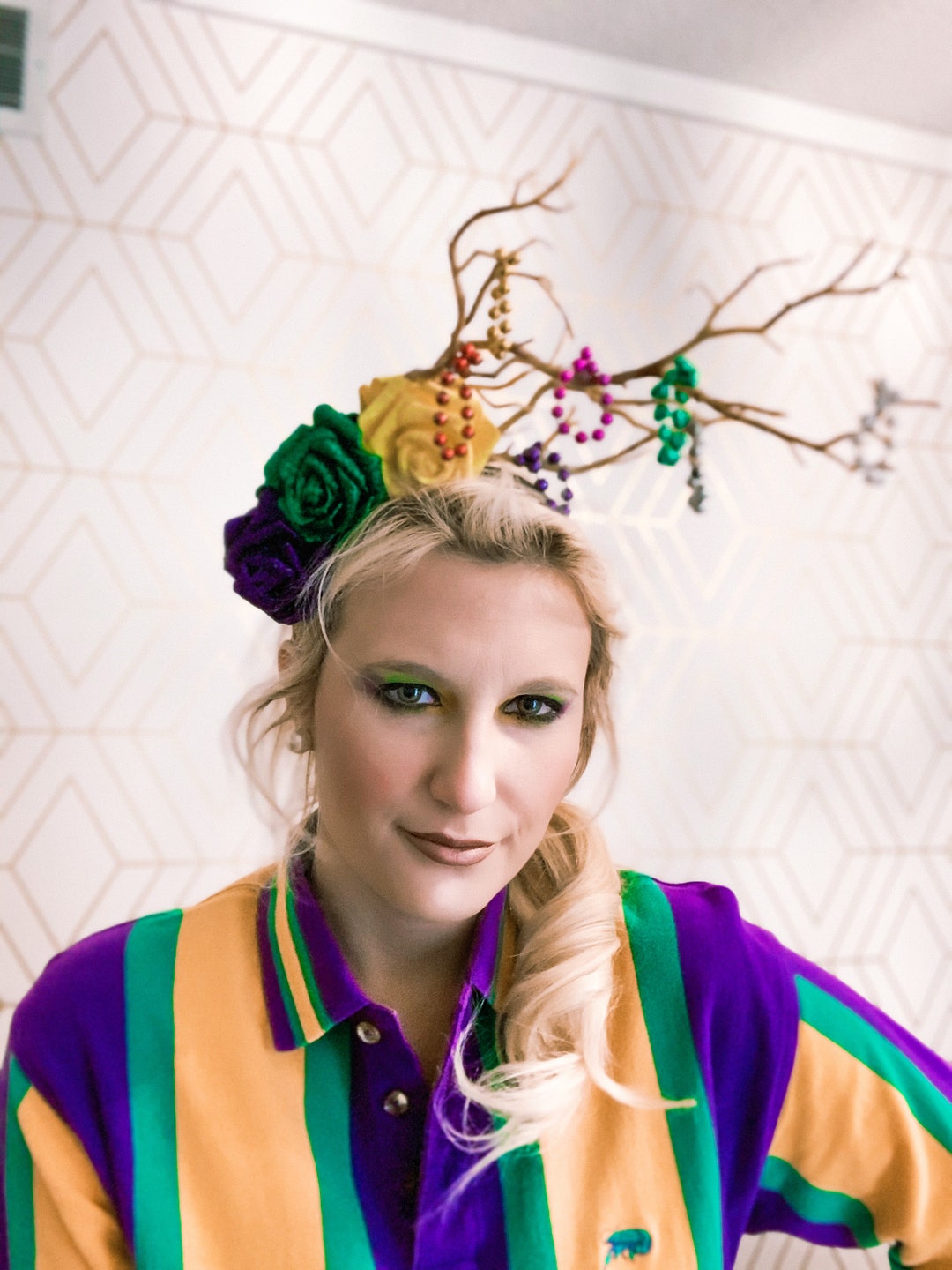 Bead Tree Mardi Gras Crown, Headpiece, Mardi Gras Headband Adult, Mardi ...