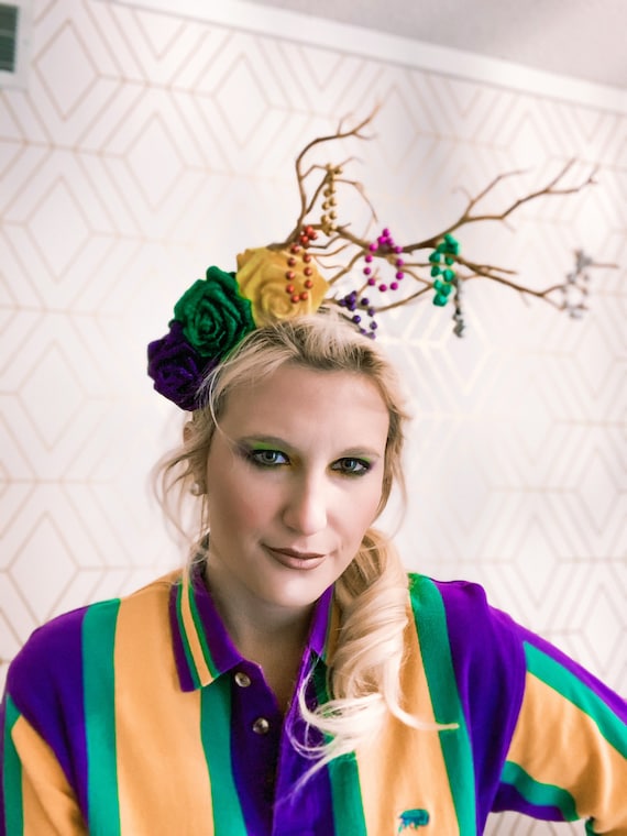 Bead Tree Mardi Gras Crown Headpiece Mardi Gras Headband | Etsy