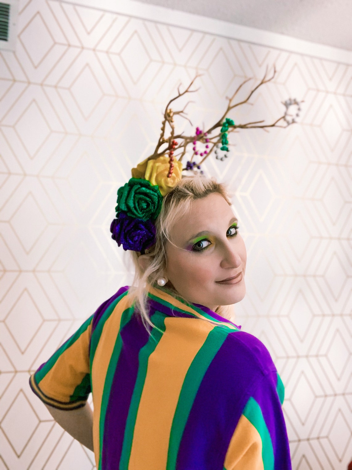 Bead Tree Mardi Gras Crown Headpiece Mardi Gras Headband | Etsy