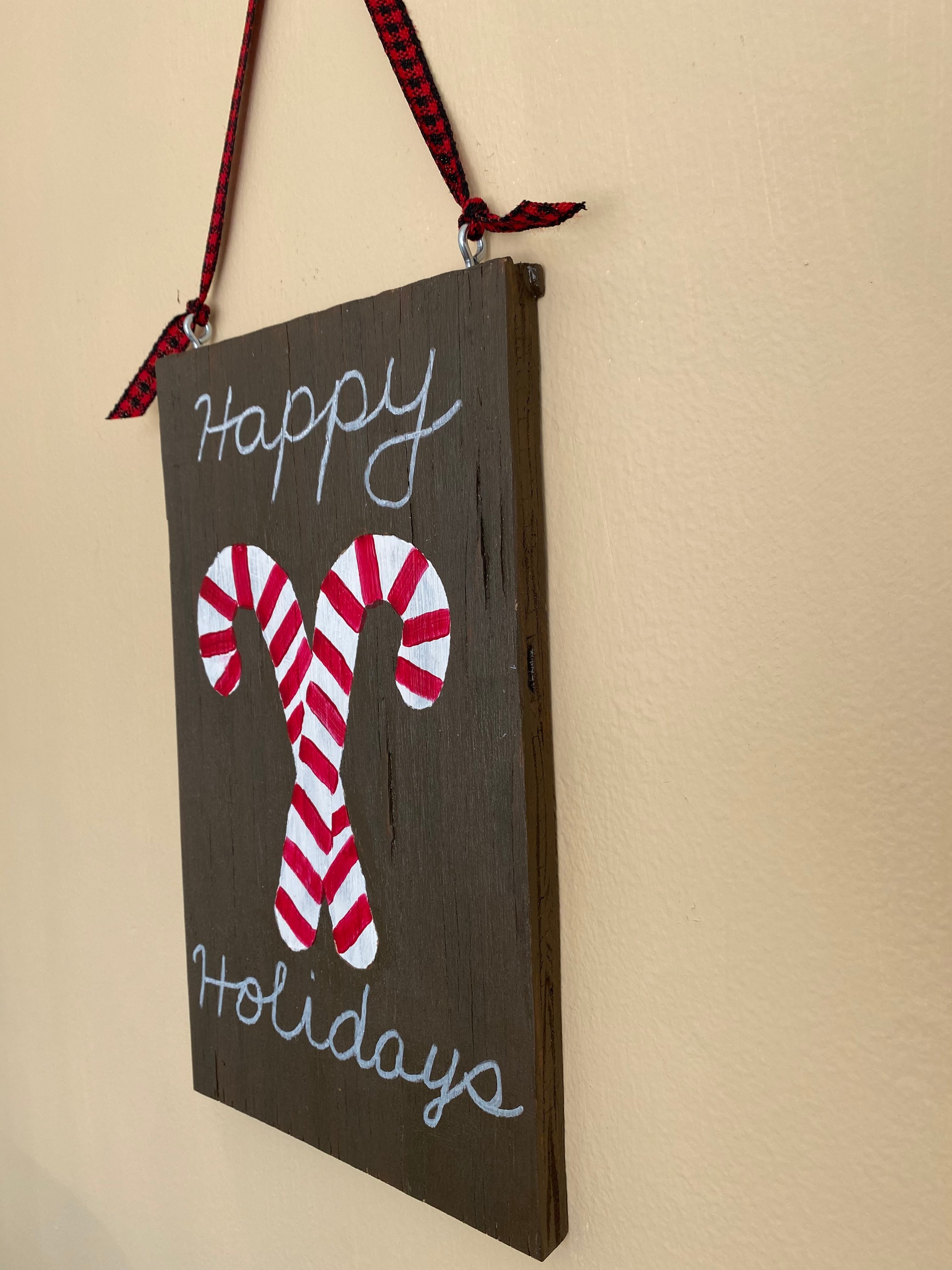 Candy Cane happy Holidays Wall Decor - Etsy UK