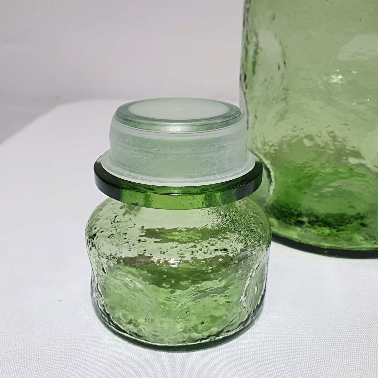 Vintage French Green Glass Decanter, Mid Century, Empoli Style, 1970s ...