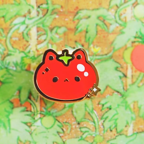 Tomato Cat Enamel Pin Quirky Purrmato Vegetable Brooch - Etsy