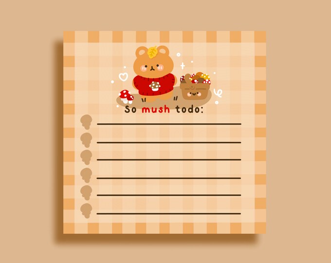 Autumn Bear Sticky Notepad Cute Fall-themed Sticky Notes With Mushrooms ...