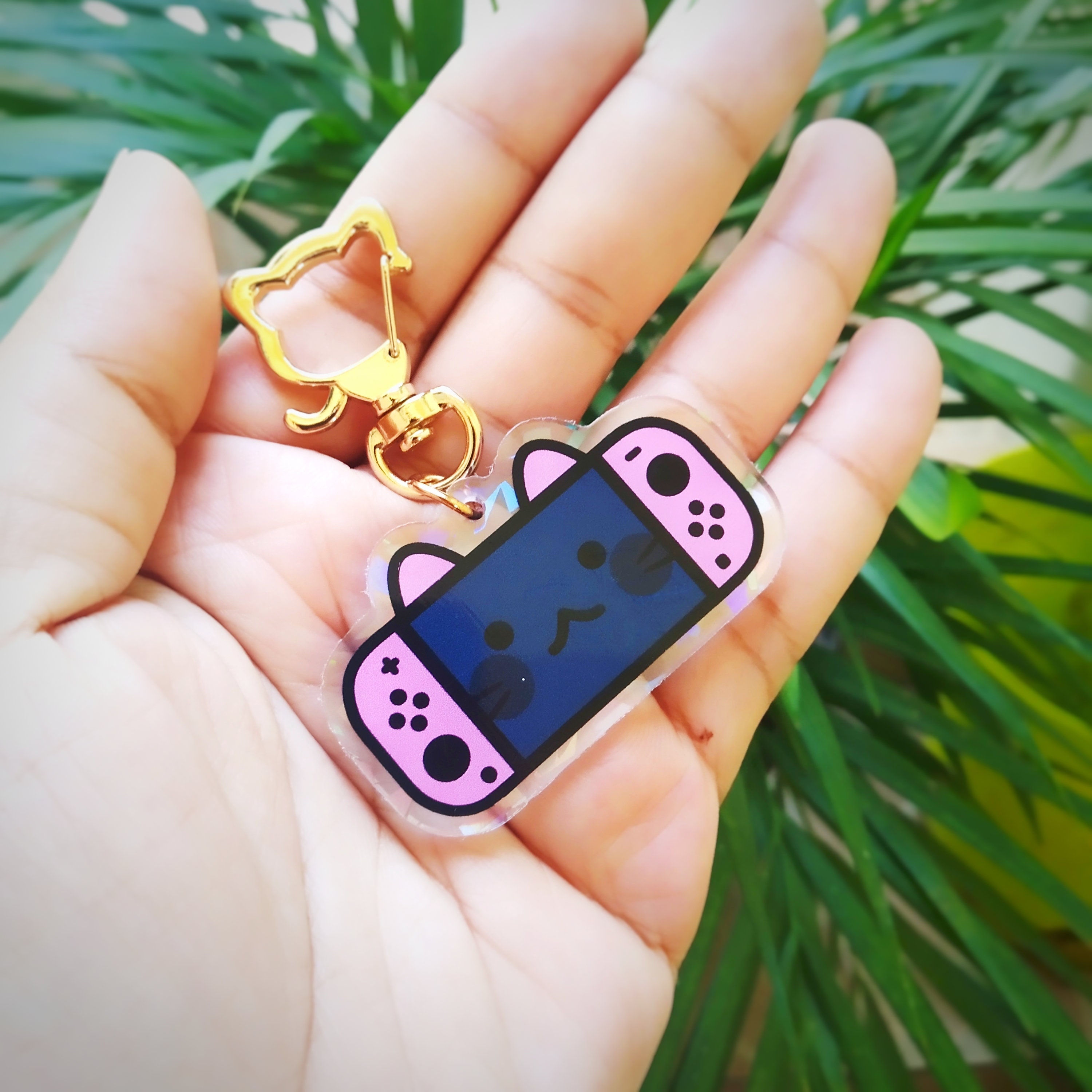Pink Holographic Nintendo Switch Kitty Charm Nintendo Switch | Etsy
