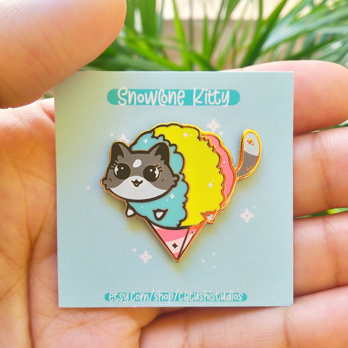 Snow cone Kitty Pin Snow cone Cat Pin Cute Cat Pin Snow | Etsy
