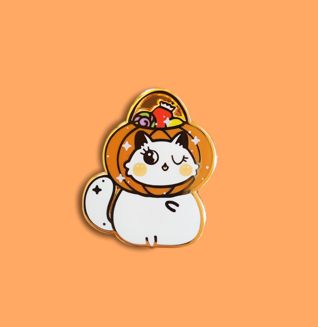 Pumpkin Cat Hard Enamel Pin Pumpkin Cat Pin Halloween Pin Halloween ...