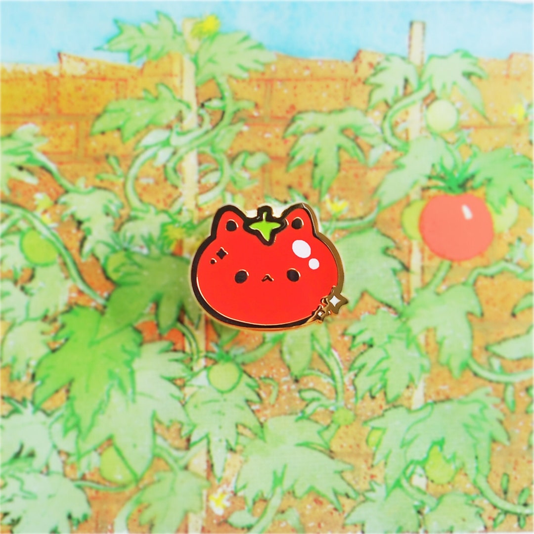 Tomato Cat Enamel Pin Quirky Purrmato Vegetable Brooch Cute Enamel Pin ...