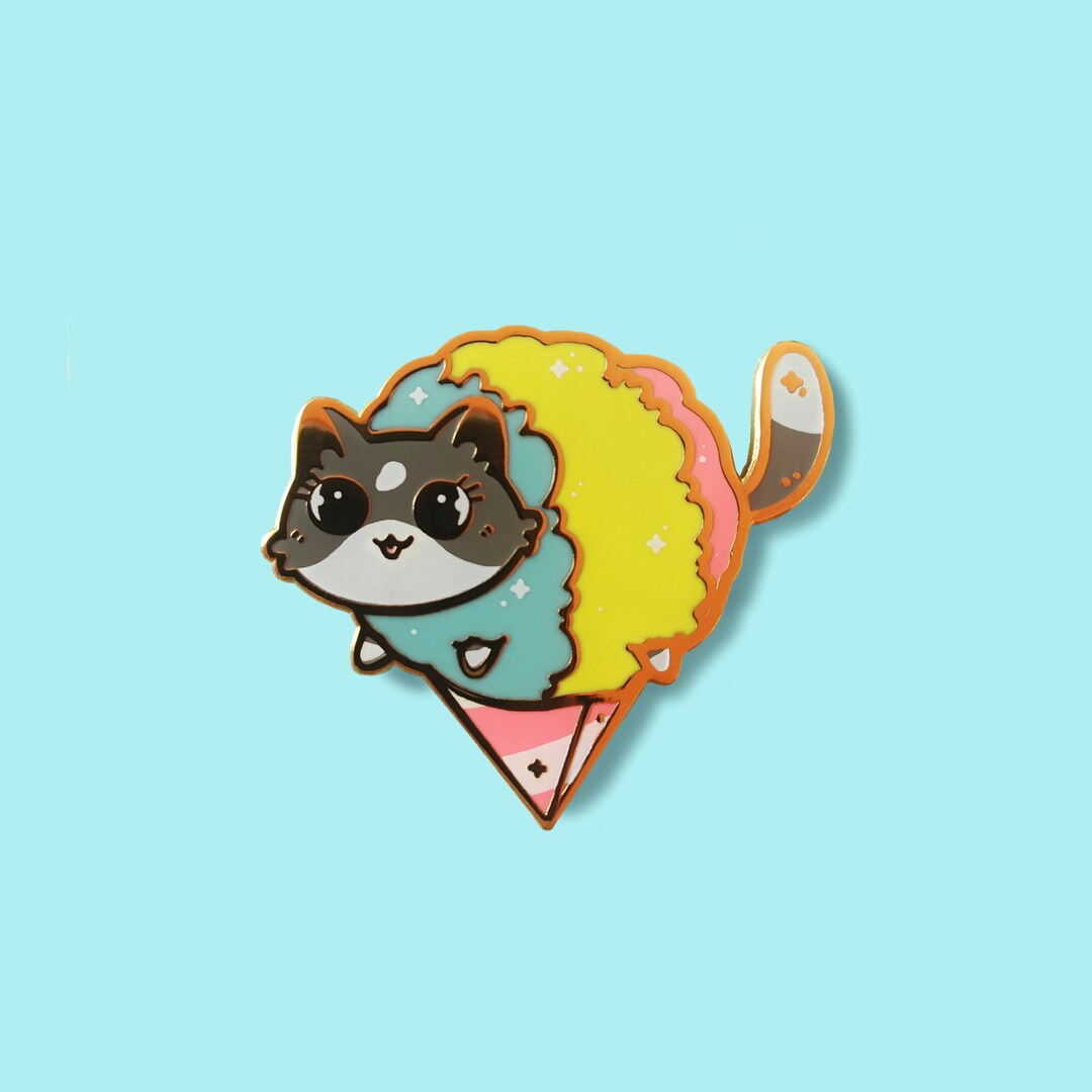 Snow Cone Kitty Pin Snow Cone Cat Pin Cute Cat Pin Snow Cone Pin Cat ...
