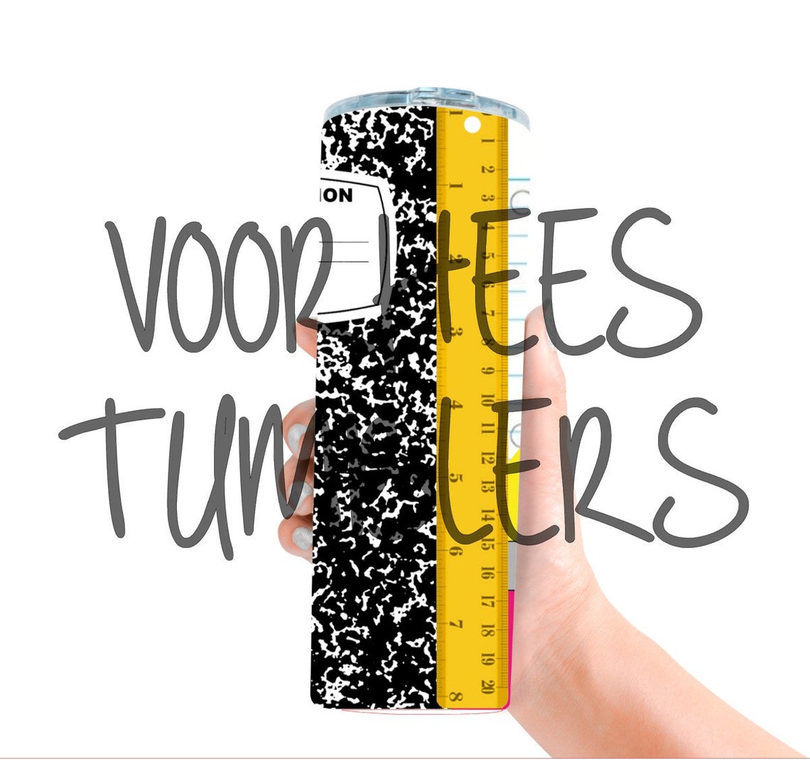 Teacher Pencil Notebook Tumbler Wrap Png size Wrap to 9.3x8.2 - Etsy