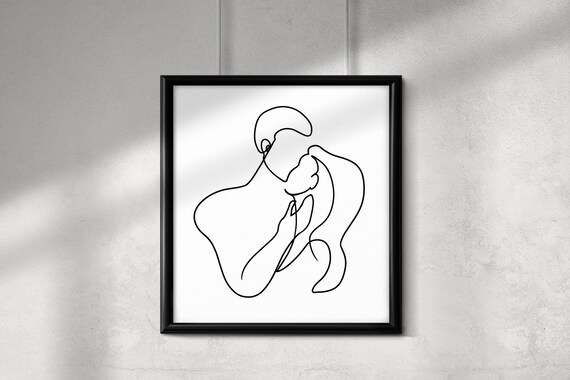 The Lovers One Line Drawing-line Art Print File | Etsy