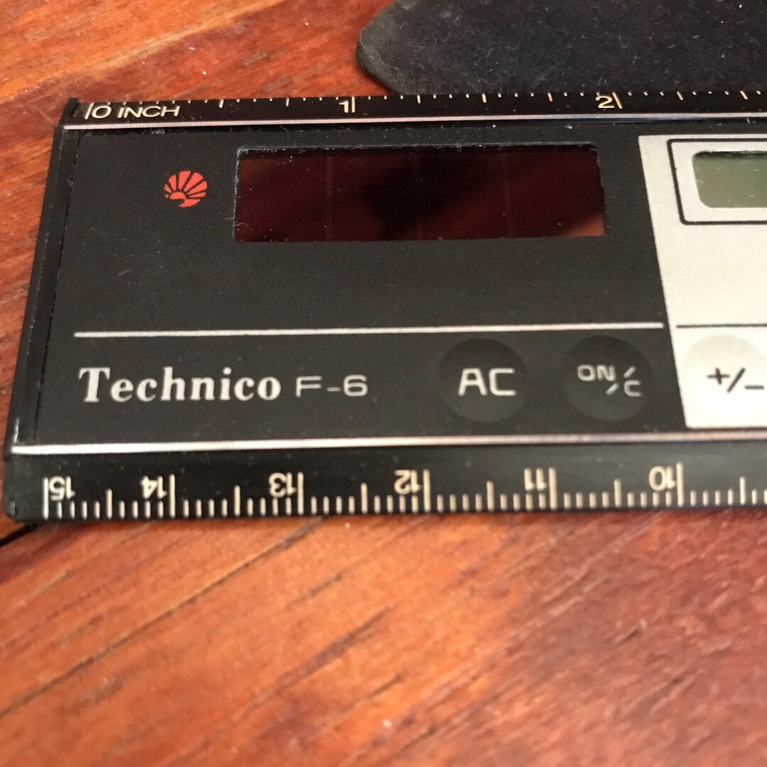 Technico F-6 1980s Ruler/calculator Solar Powered Digital With Sheath ...