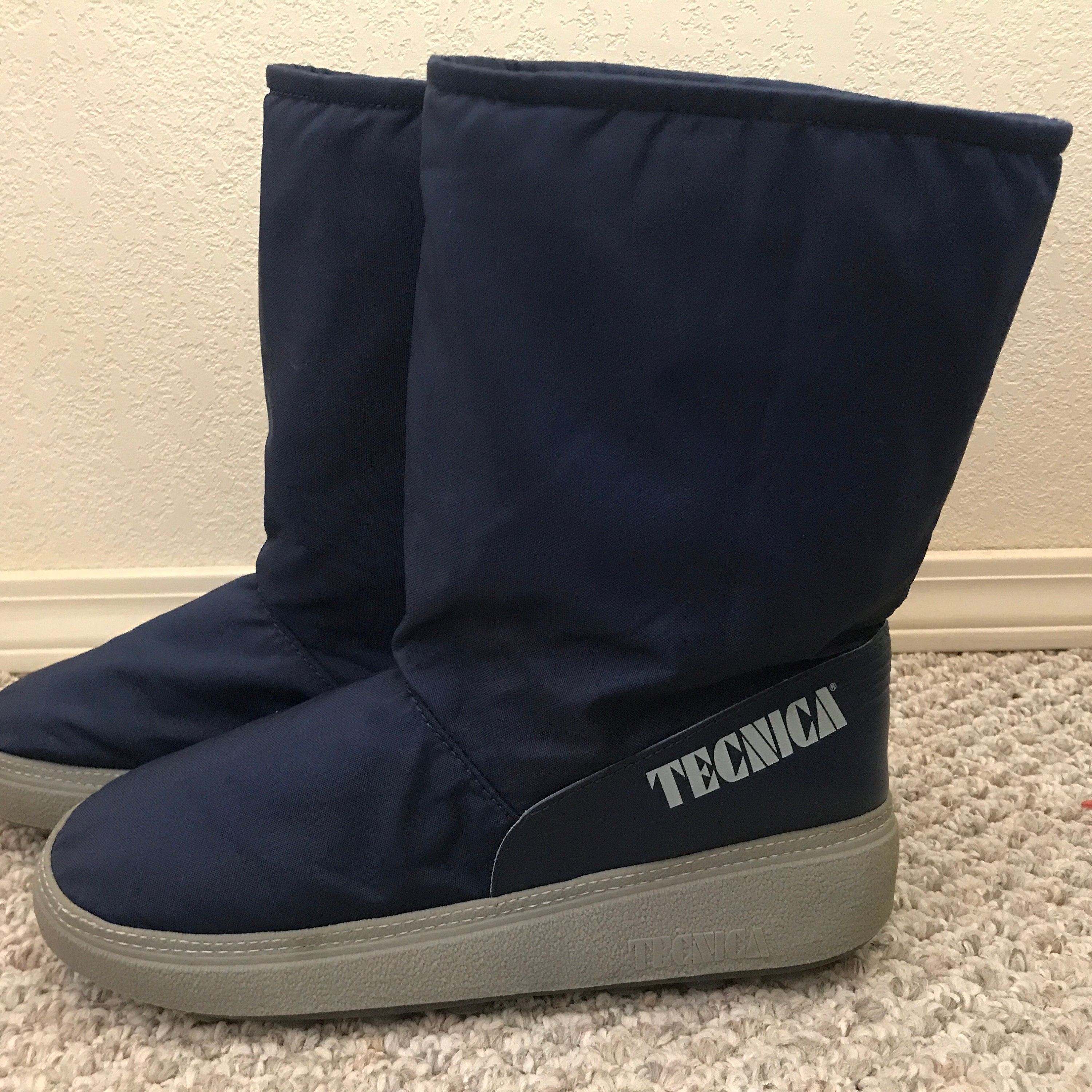 Vintage TECHNICA Lined Moon Boots Size 45-46 Blue and Grey Made in ...