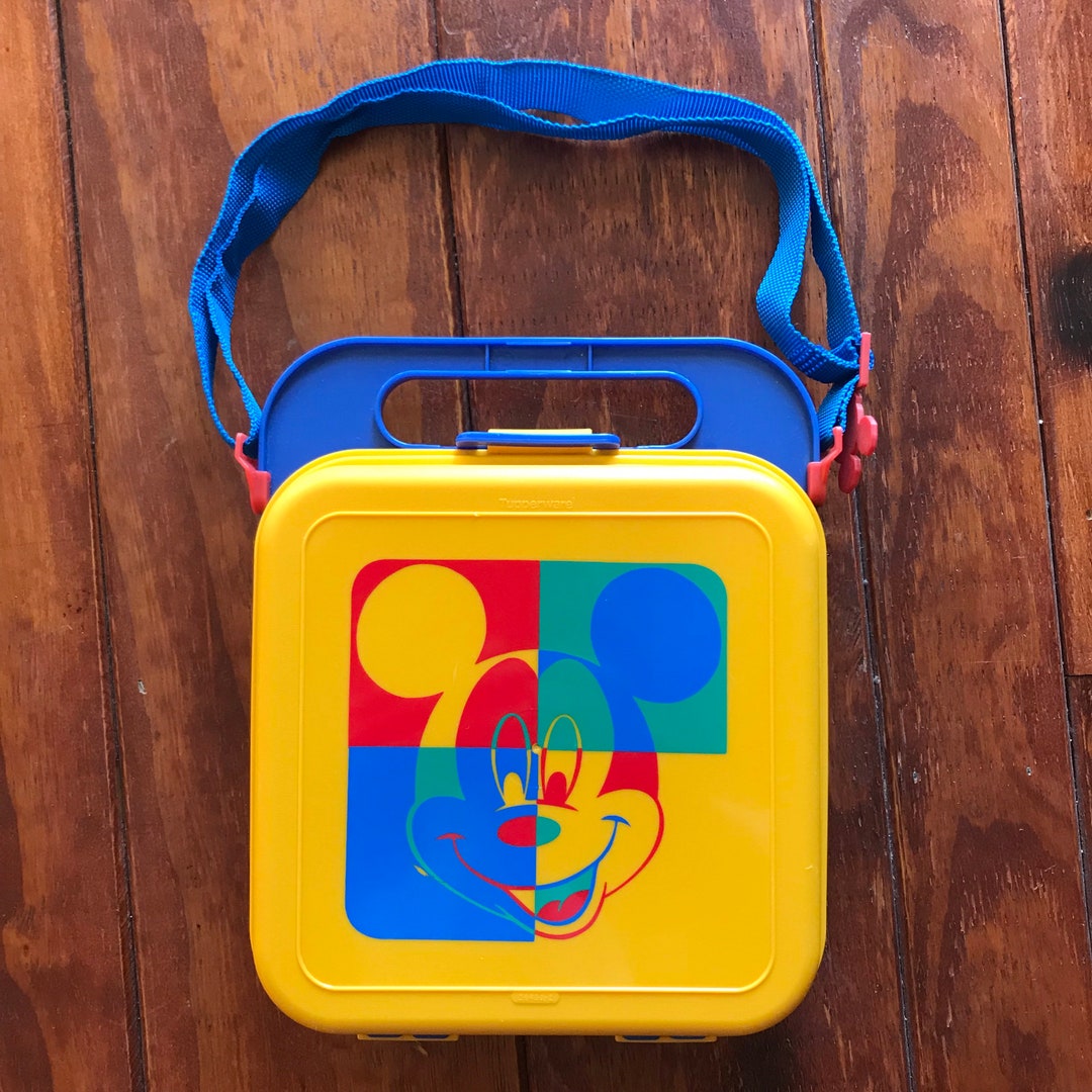 DISNEY Mickey Mouse Lunch Box With Strap Made by Tupperware Snap Lock ...