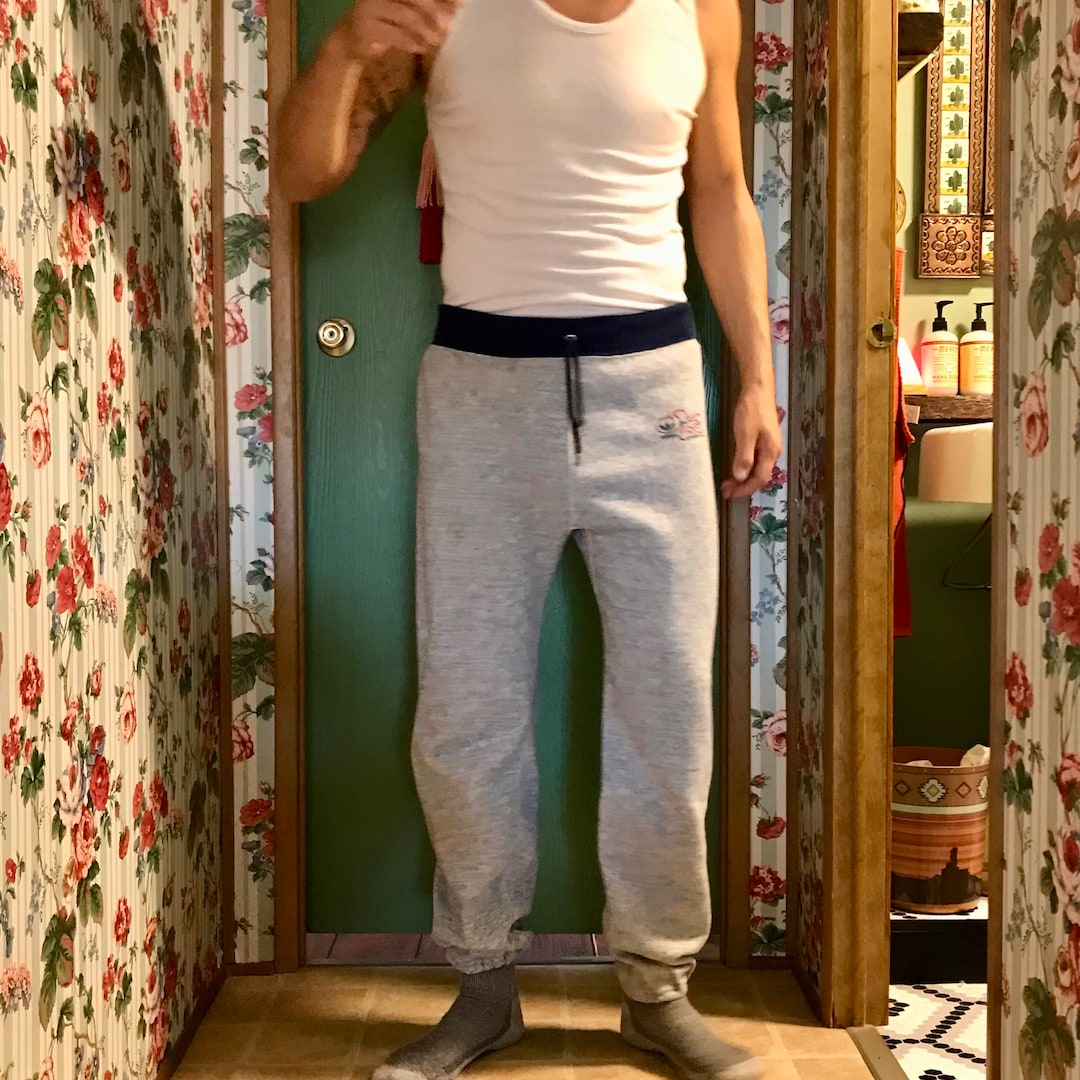 ADDIDAS Vintage SWEATPANTS 1980s Size Large 36-38 Grey With Blue Waist ...