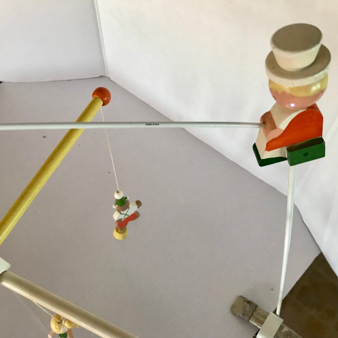 Hanging Vintage Irmi Handpainted Circus Theme Motorized Baby Crib ...