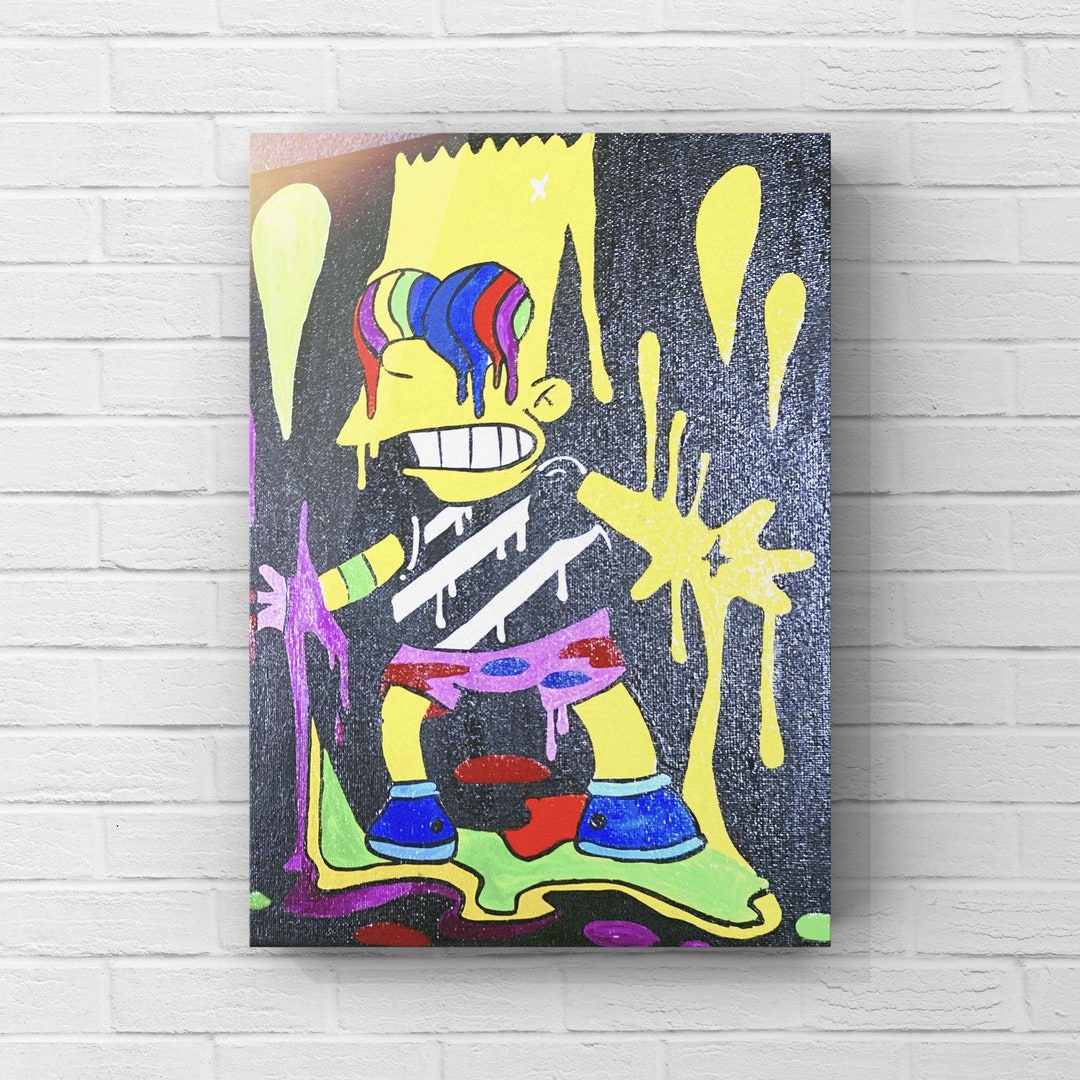 Bart Simpson Trippy Psychedelic Neon Dripping Paint - Etsy
