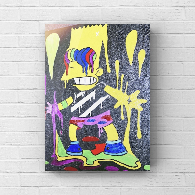 Bart Simpson Trippy Psychedelic Neon Dripping Paint - Etsy