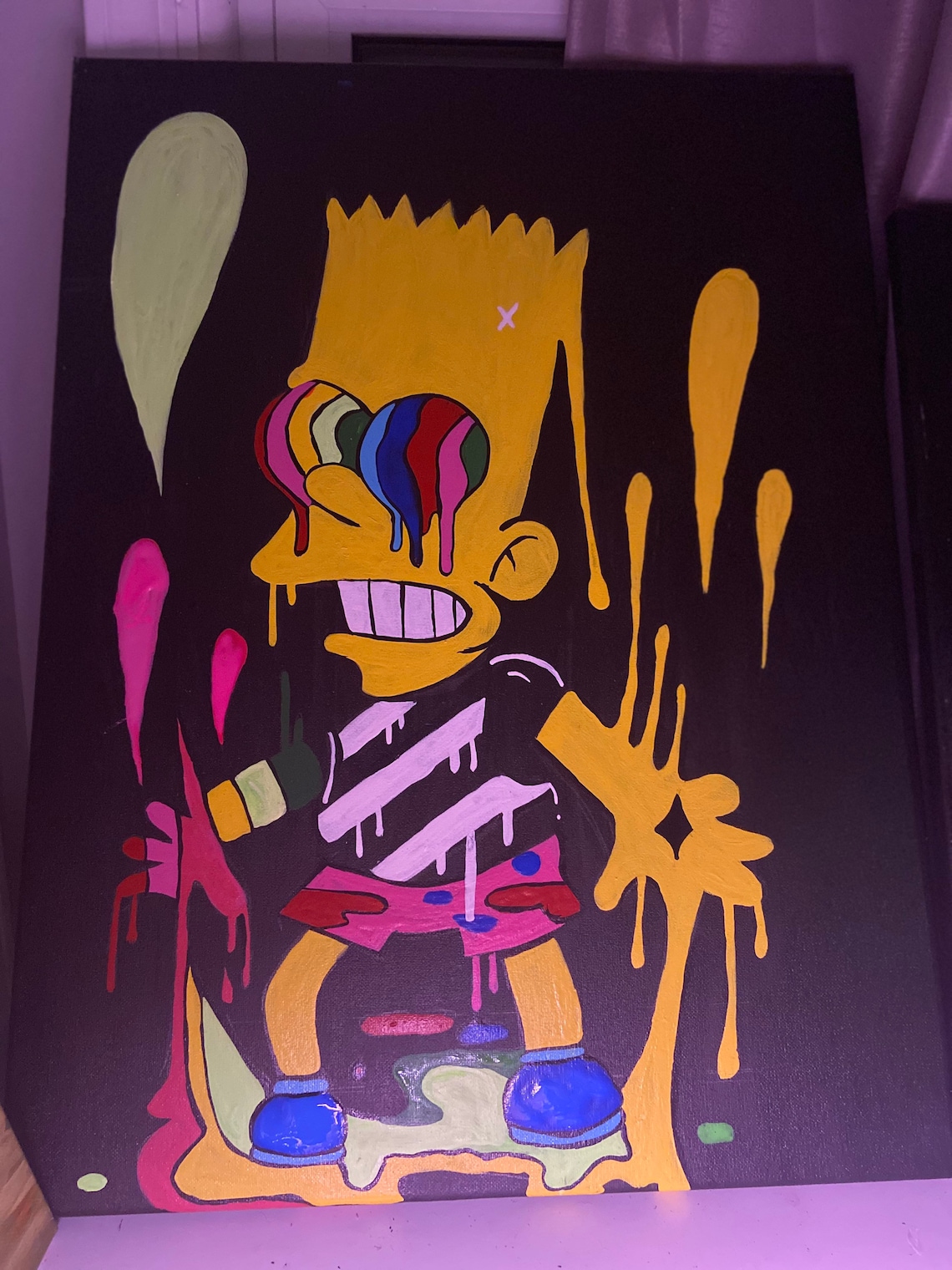 Bart Simpson Trippy Psychedelic Neon Dripping Paint - Etsy