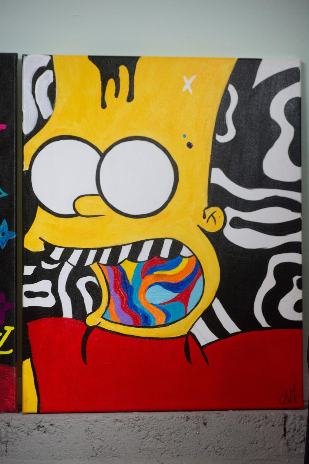 Bart Simpson Trippy Acrylic Painting - Customizable Art - Etsy