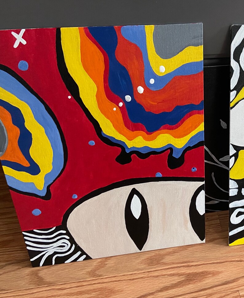 Mario Mushroom Psychedelic Trippy Acrylic painting canvas | Etsy