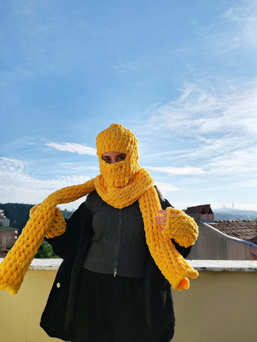 Yellow Balaclava Hat Ski Mask Balaclava, Balaclava for Skiing, Womens ...