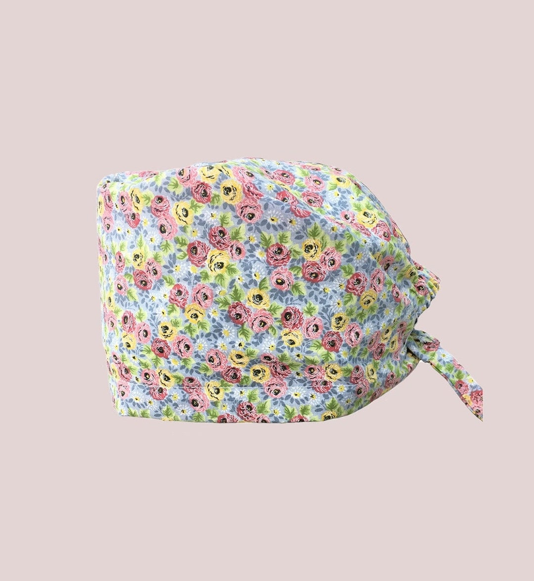 Medical Floral Bonnet Scrub Hats for Women, Bouffant Cap, Surgical Cap ...