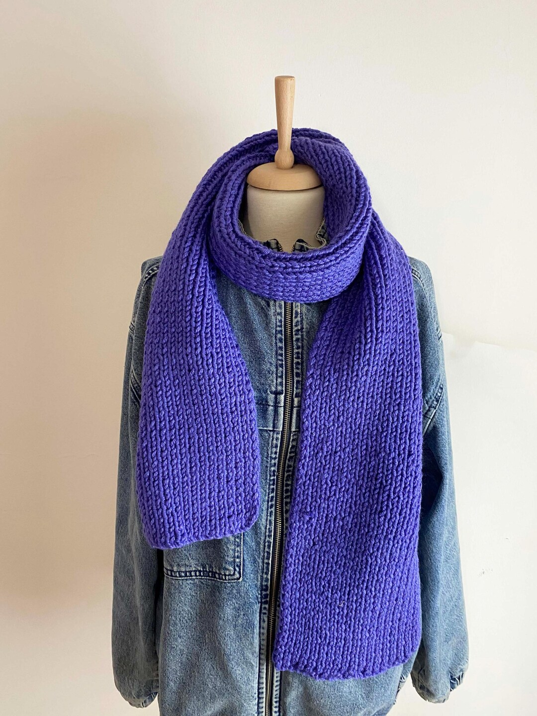 Purple Knit Scarf - Unisex Wool Winter Scarf - Etsy